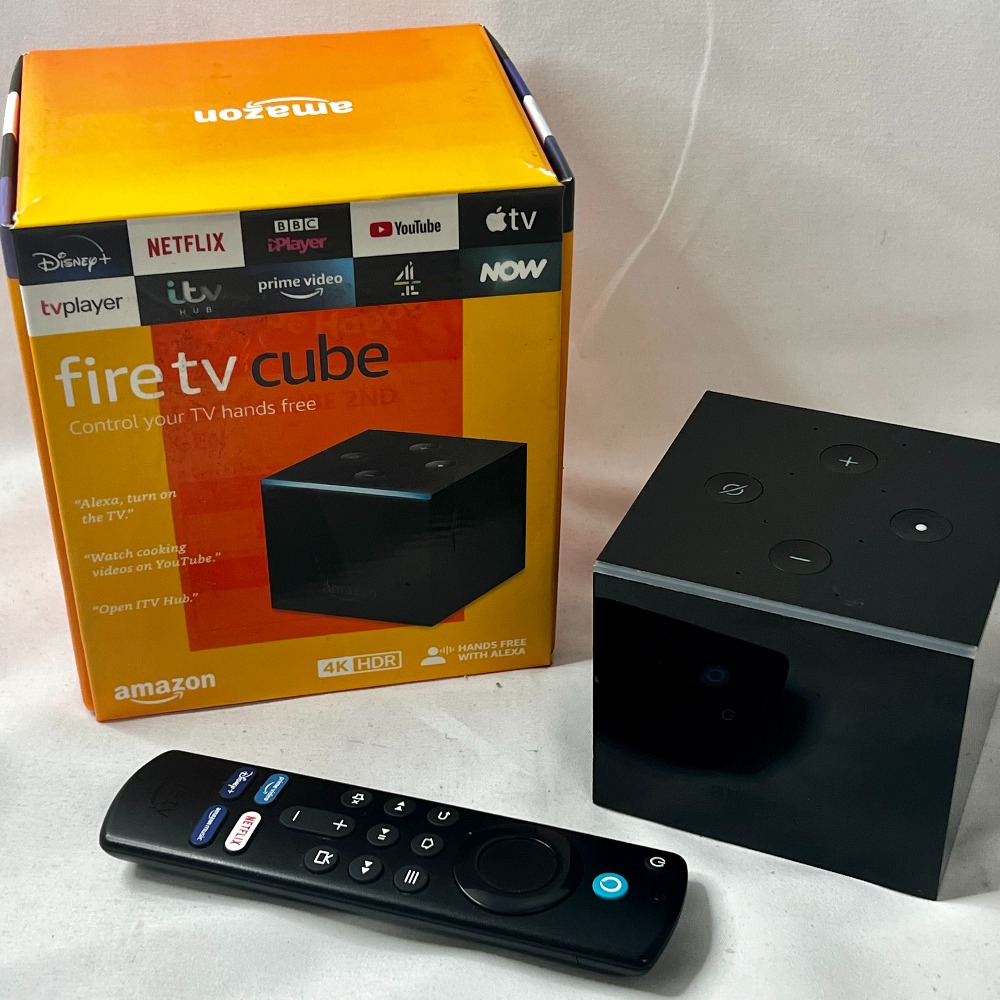 Pre-owned Amazon AMAZON FIRE TV CUBE 2ND GENERATION WITH BOX AND REMOTE ...